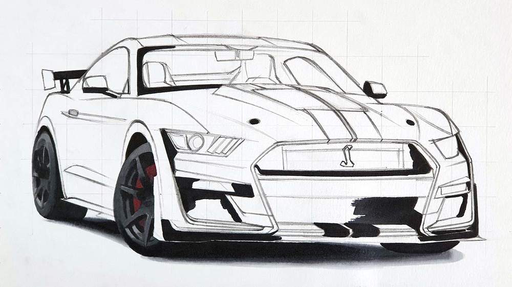 How to Draw Shmee's Ford Mustang Shelby GT500 Step-by-Step